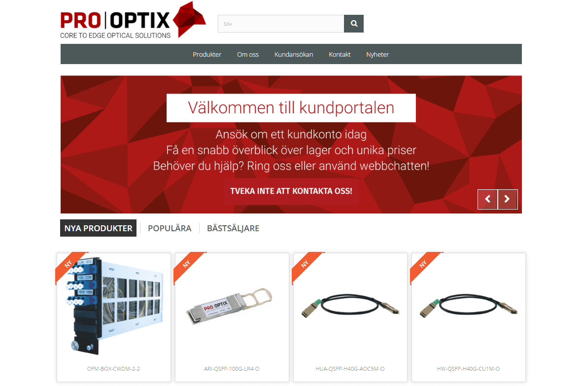 Pro Optix väljer Applitrons integrerade webshop